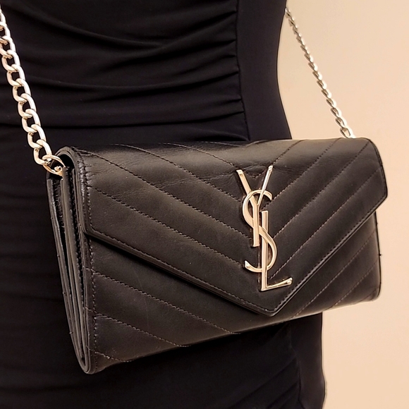 Yves Saint Laurent | Bags | Ysl Lambskin Leather Flap Crossbody Purse ...